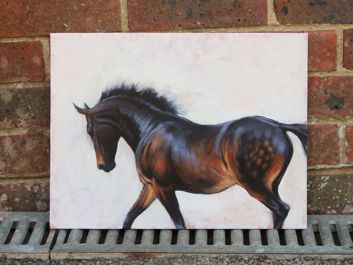 Equus II - Dark dapple bay running horse painting – Heather Irvine ...